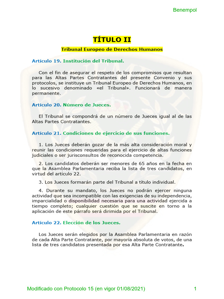 Tedh Actualizado Con Protocolo 15 BNP | PDF | Sentencia (ley) | Juez