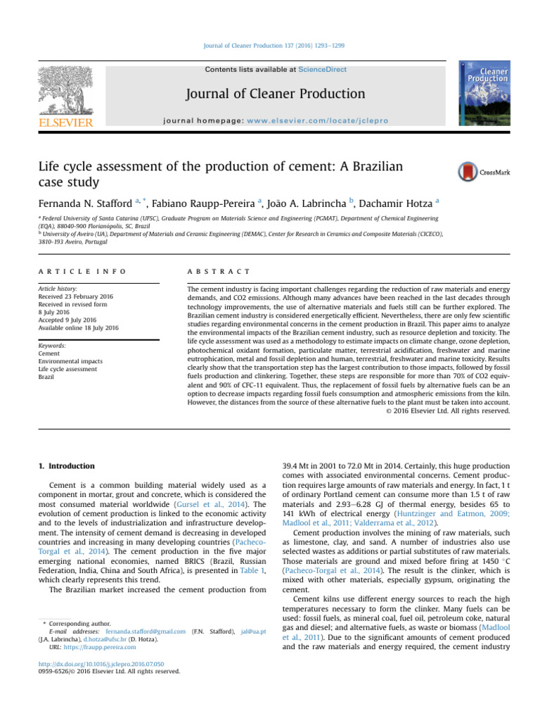3 Brazil | PDF | Cement | Life Cycle Assessment