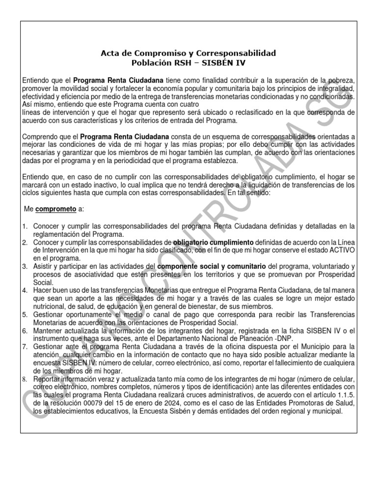 F-IP-298 Acta de Compromiso y Corresponsabilidad | PDF