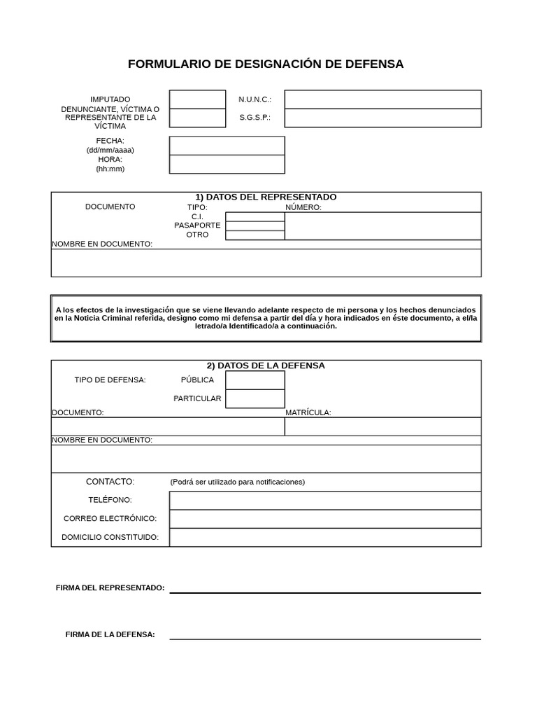 Formulario de Registro de Defensa | PDF