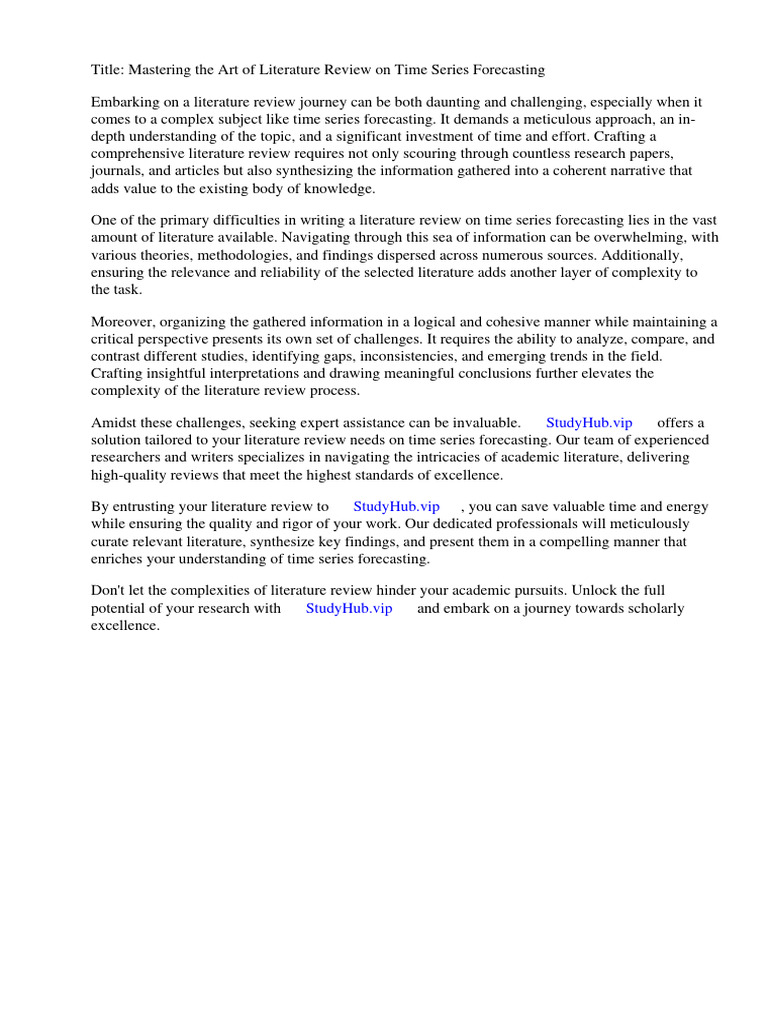 Literature Review On Time Series Forecasting | PDF | Time Series ...