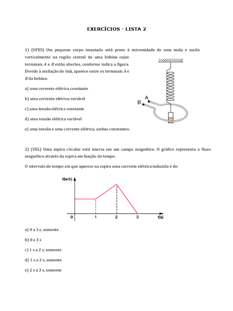 Exercicios de Eletromag. Magnetismo 2 | PDF | Magnetismo | Ímã