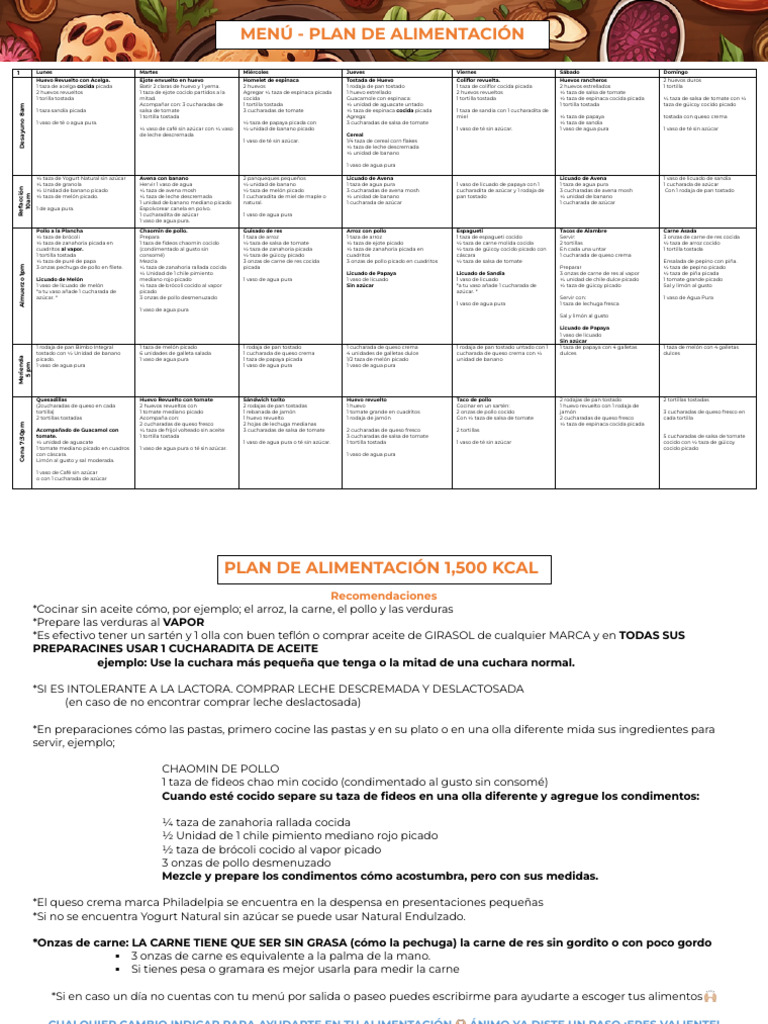 Plan de Alimentación | PDF | Alimentos | Cocina