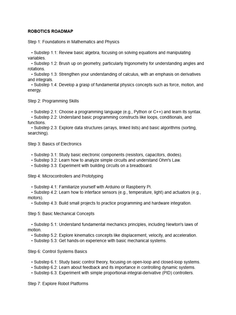 Robotics Roadmap | PDF | Robotics | Machine Learning