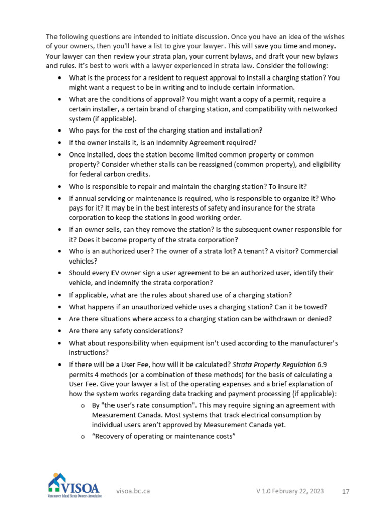 VISOA Workbook Planning EV Charging For Your Condominium Strata ...