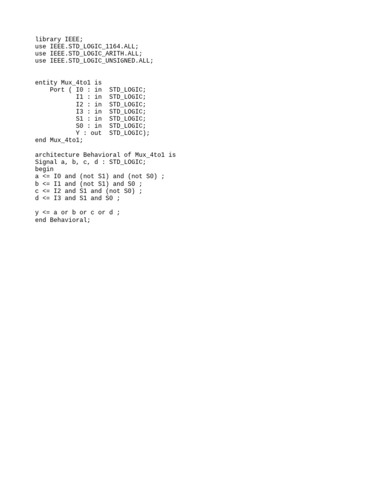 MUX 4to1 Code | PDF | Technology & Engineering