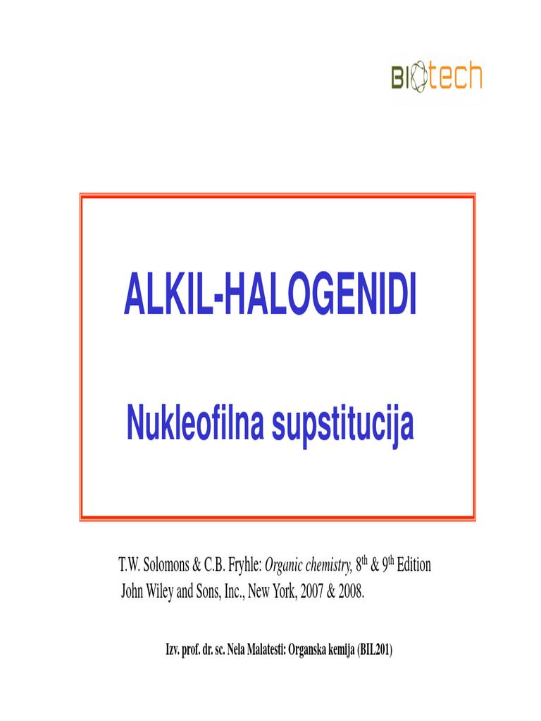 Nukleofilne Supstitucije Alkil-Halogenida | PDF