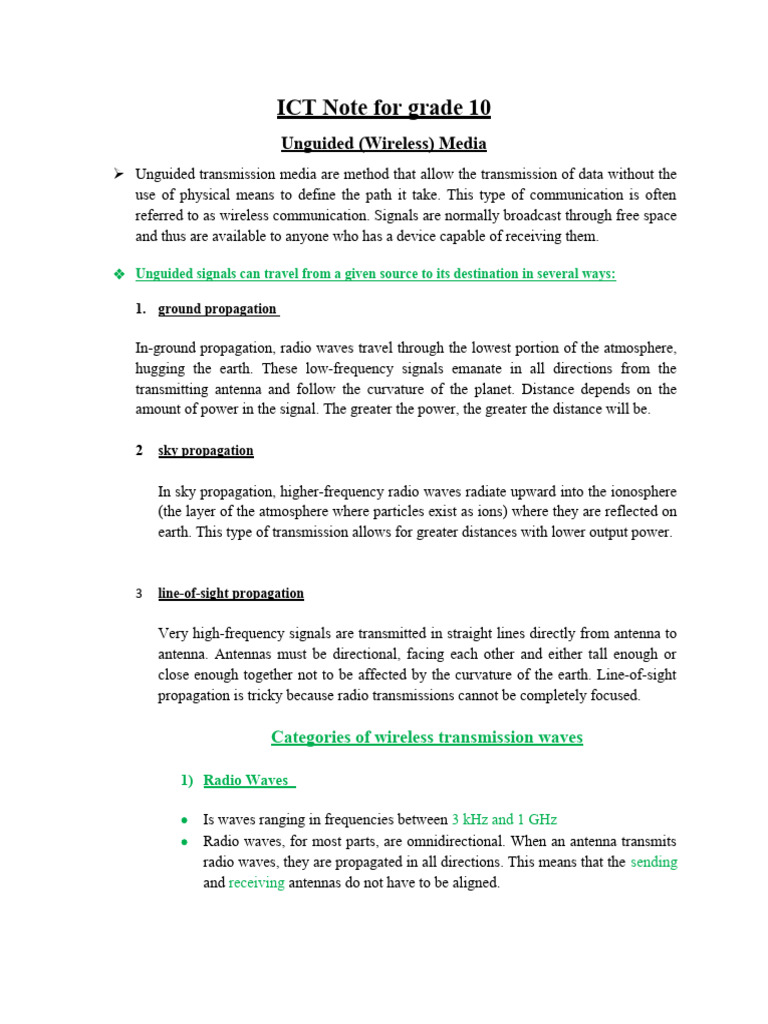 ICT Note for grade 10 | PDF | Radio | Digital Signal