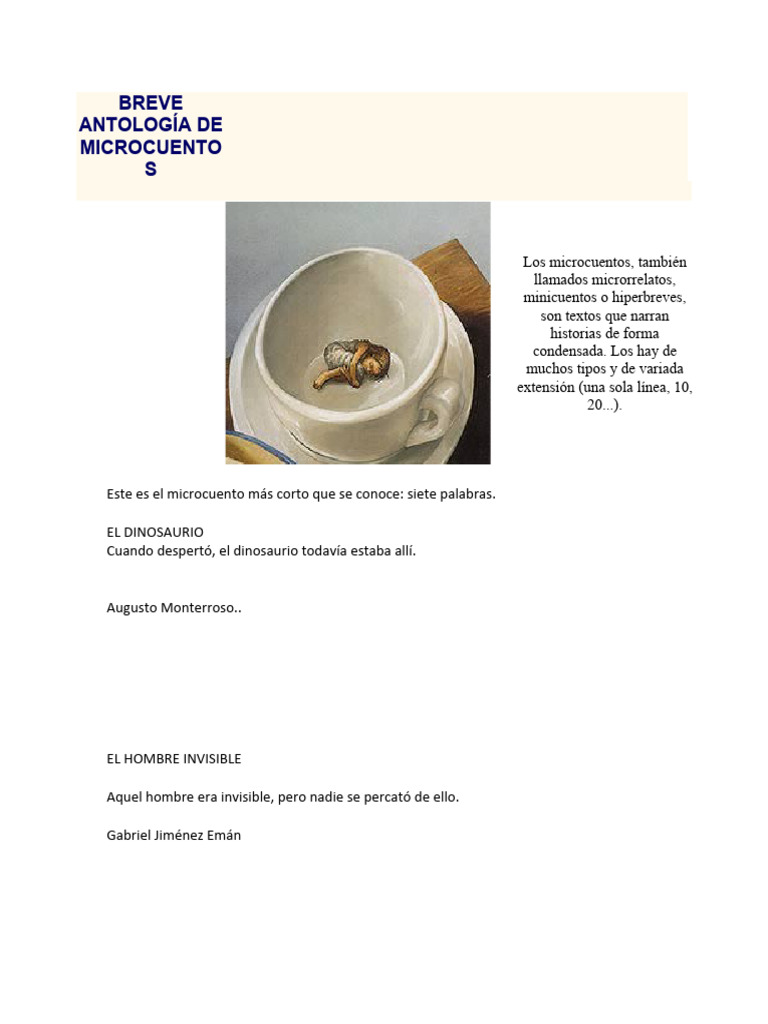 Antología de Microcuentos Breves | PDF | El plastico