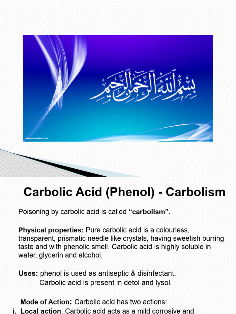 4. Carbolic Acids | PDF | Anesthesia | Medical Specialties
