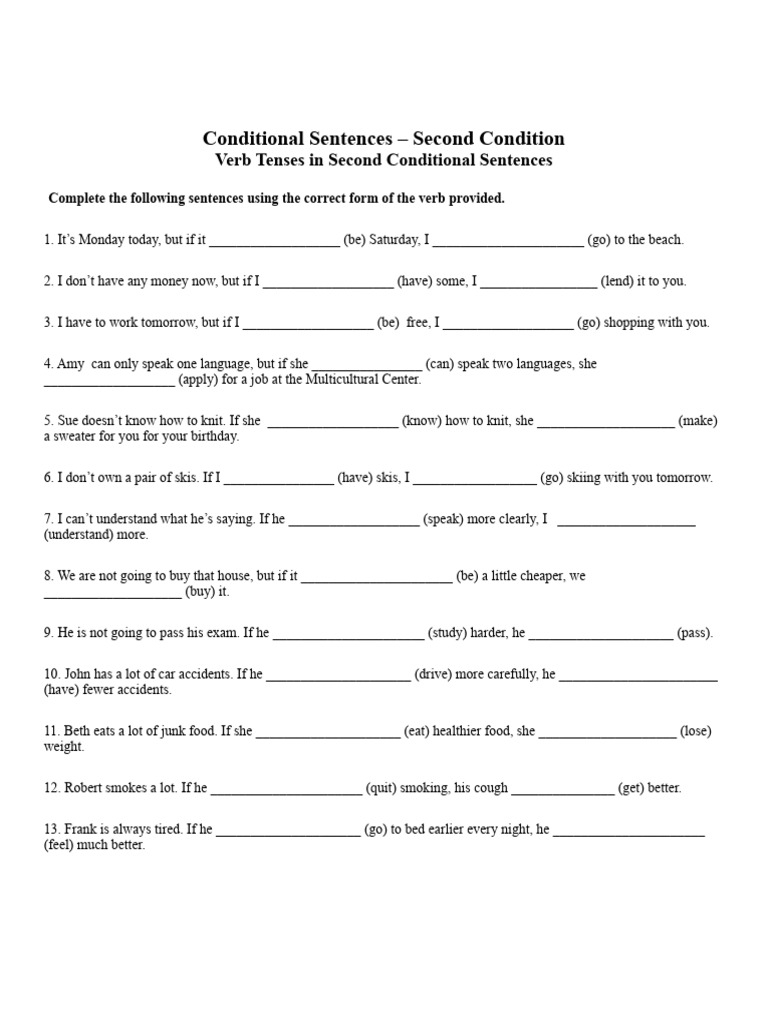 Conditional Sentences - Second Condition | PDF