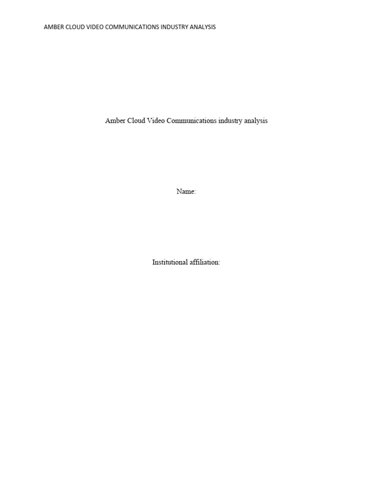 Amber Cloud Video Communications Industry Analysis | PDF | Cloud Computing | Videotelephony