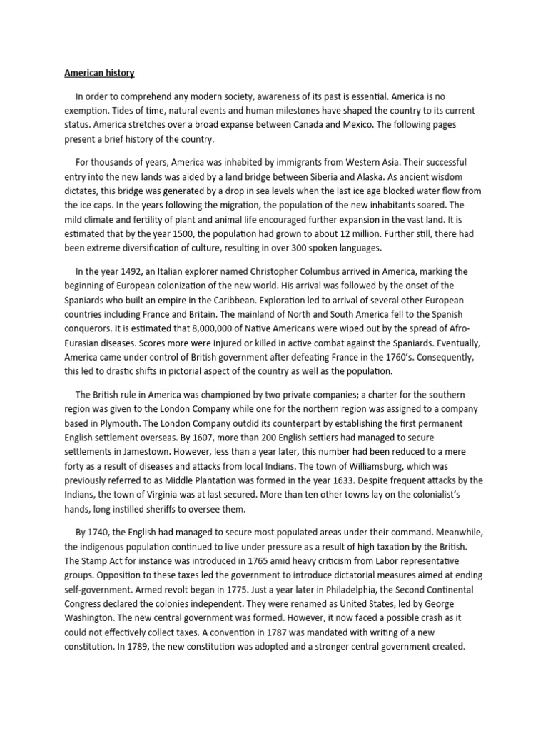 American history | PDF | The United States | British Empire