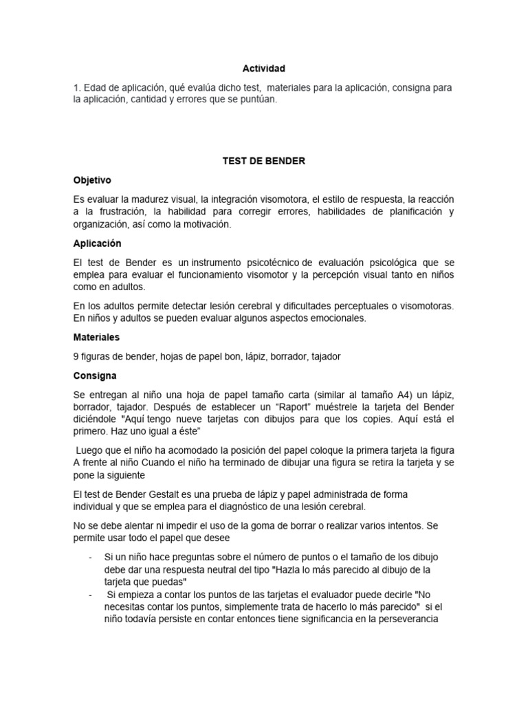 Test de Bender | PDF | Inteligencia | Percepción