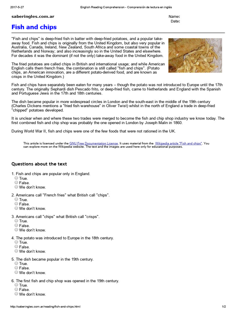 English Reading Comprehension - Comprensión de Lectura en Inglés | PDF ...