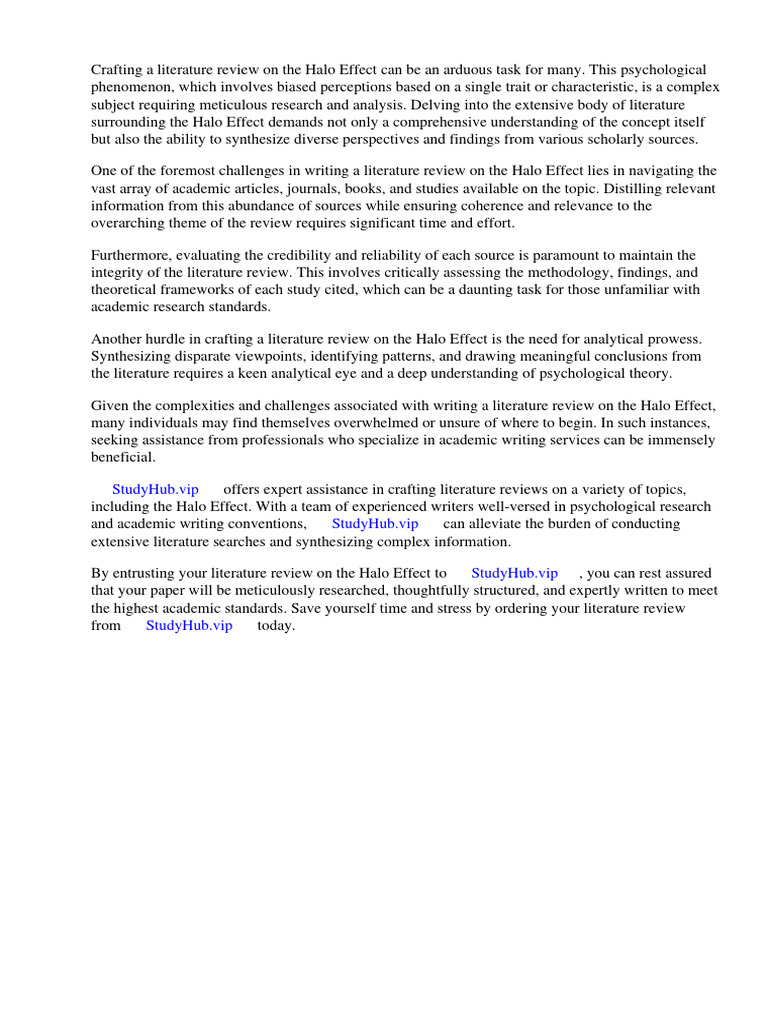 Literature Review On Halo Effect | Download Free PDF | Literature ...