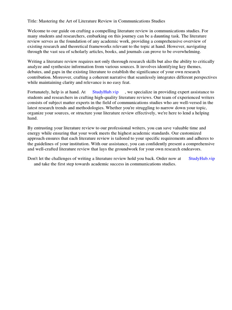 Communications Literature Review | PDF | Literature Review | Communication Communications Literature Review | PDF | Literature Review | Communication