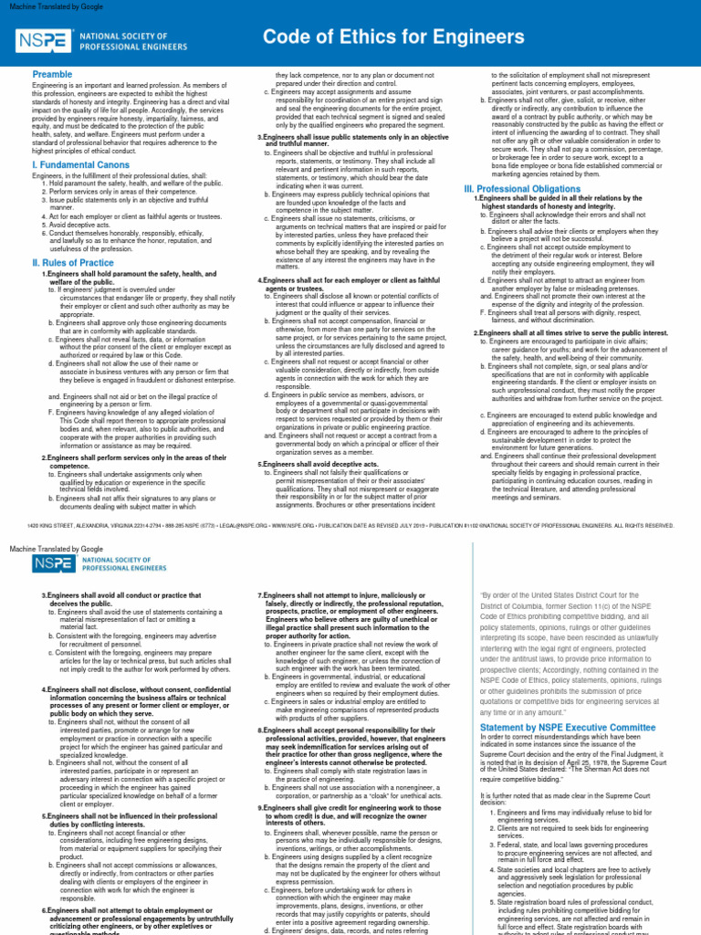 NSPE Code of Ethics For Engineers-2 | PDF | Engineer | Employment