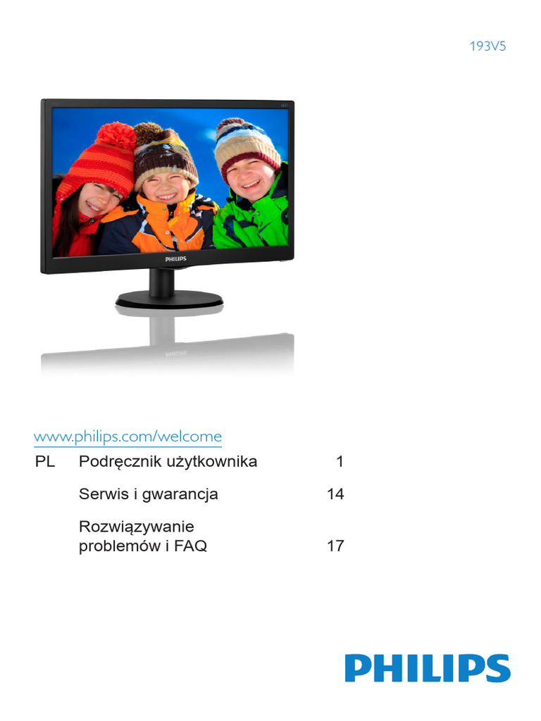 Instrukcja Obslugi PHILIPS V Line 193V5LSB2 | PDF