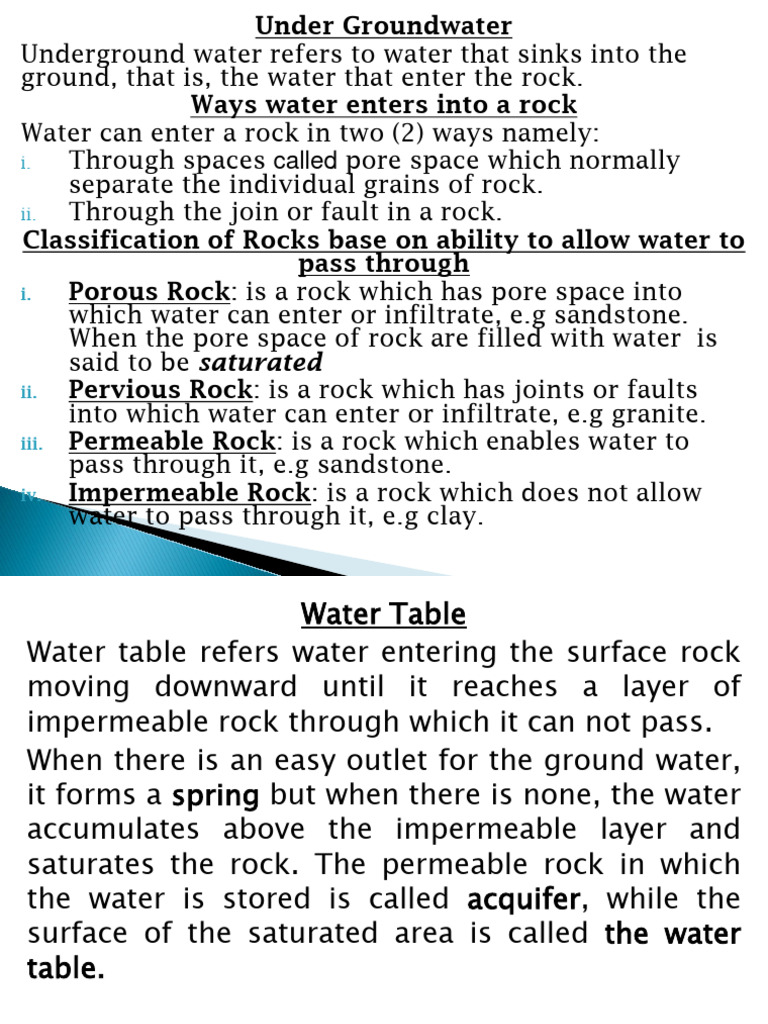 Action of Underground Water | PDF | Permeability (Earth Sciences ...