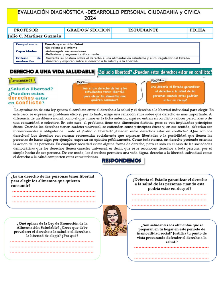 Evaluacion Diagnostica - DPCC - 2024 | PDF | Derechos humanos | Evaluación