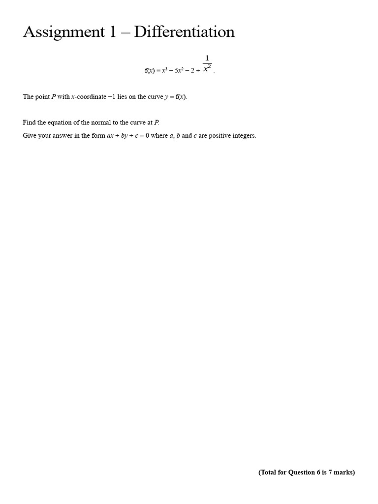 Assignment 1 Differentiation | PDF Assignment 1 Differentiation | PDF