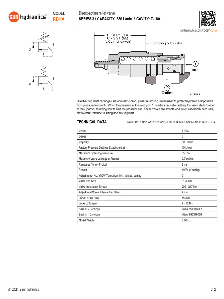 RDHA Direct-Acting Relief Valve Specs | PDF | Valve | Mechanical ...