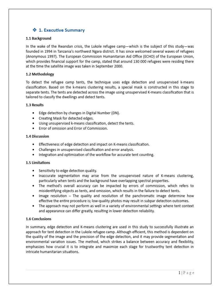 Tent Detection in Lukole Refugee Camp | PDF | Statistical ...