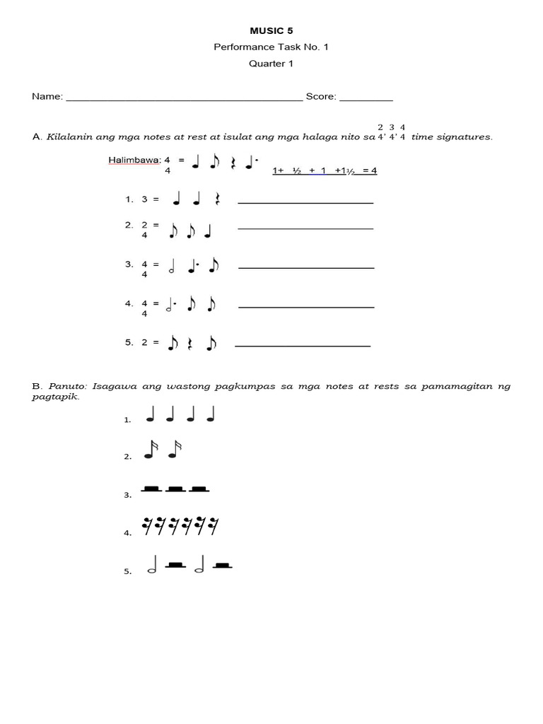 Grade 5 Performance Task in Music - No.1 | PDF