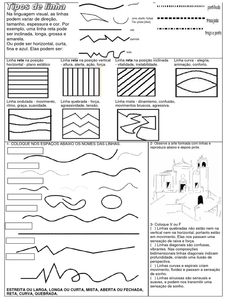 A Linha - Tipos de Linhas 6 Ano | PDF | Linha (Geometria)