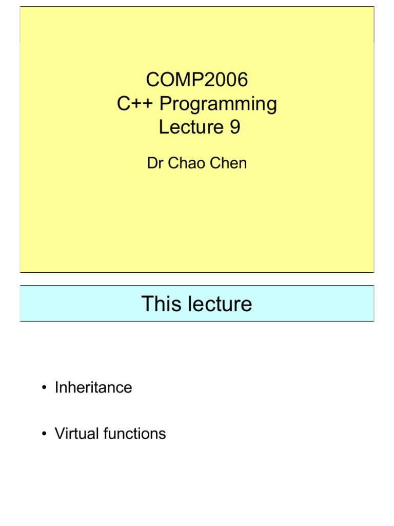 COMP2006 Lecture 9 Inheritance and Virtual Functions | PDF ... COMP2006 Lecture 9 Inheritance and Virtual Functions | PDF ...