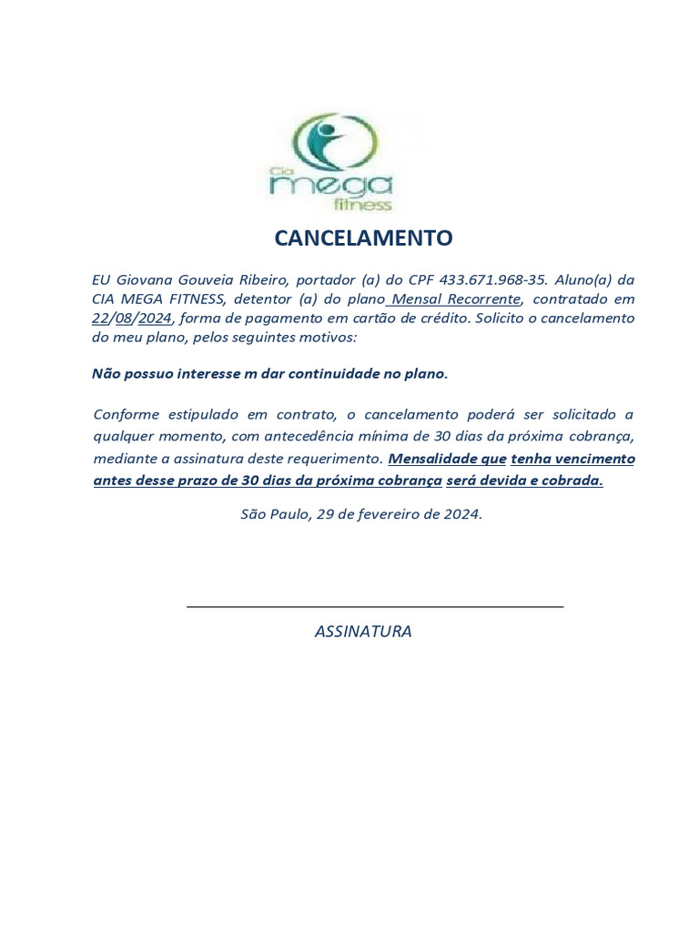 Requerimento de Cancelamento - Recorrente | PDF