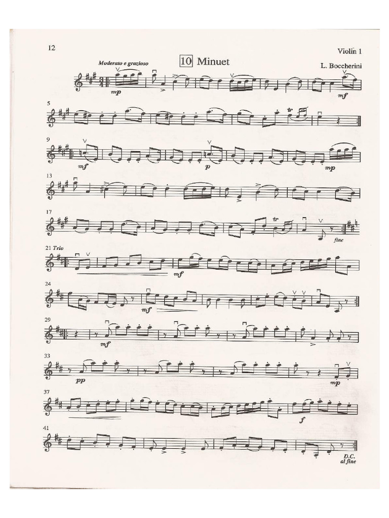 Minuet Bocherini Violin 1 | PDF