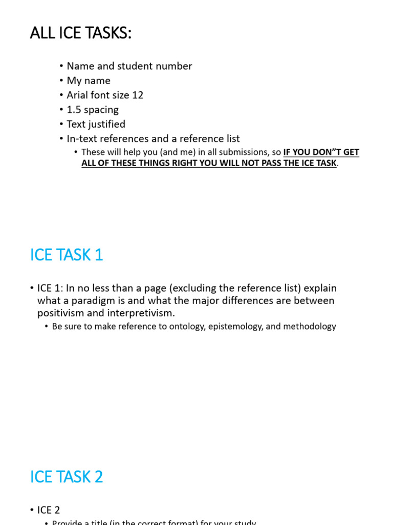 Four Written Ice Tasks | PDF