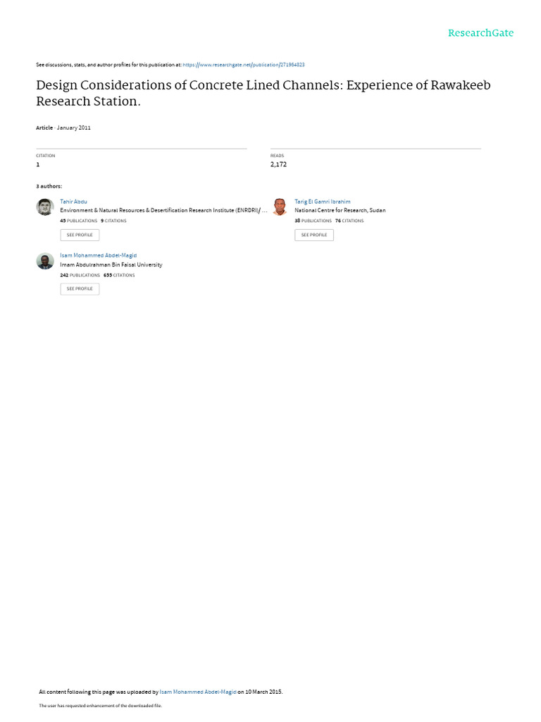 Design Considerationsof Concrete Lined Channels | PDF | Concrete | Brick