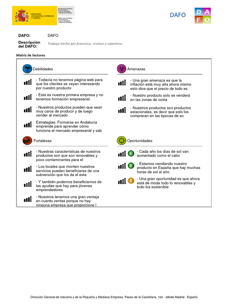 DAFO | PDF | Análisis FODA | Business