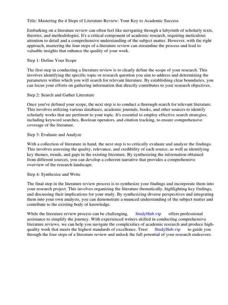 4 Steps Of Literature Review Pdf Literature Review Methodology