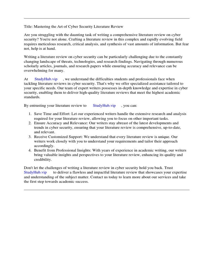 Cyber Security Literature Review Pdf Security Computer Security