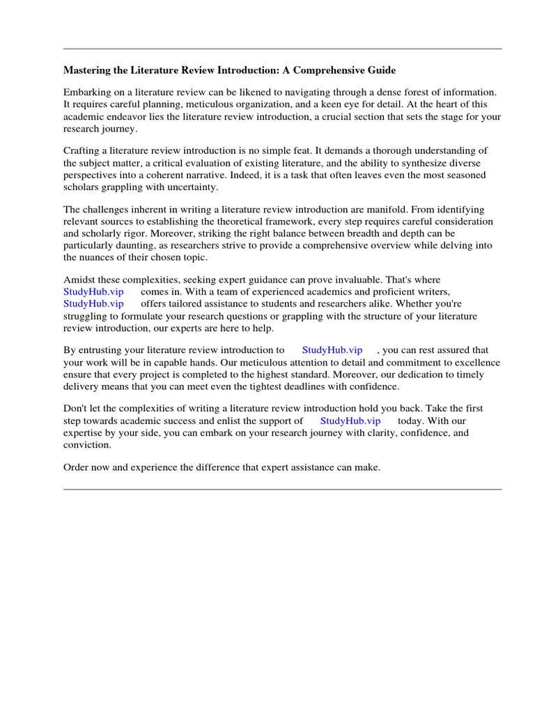 Literature Review Introduction Format | PDF | Literature Review ...