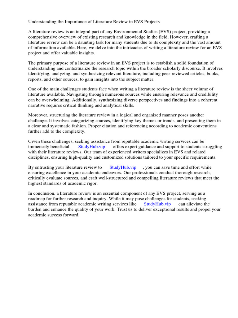 What Is Review of Literature in Evs Project | PDF | Literature Review ...