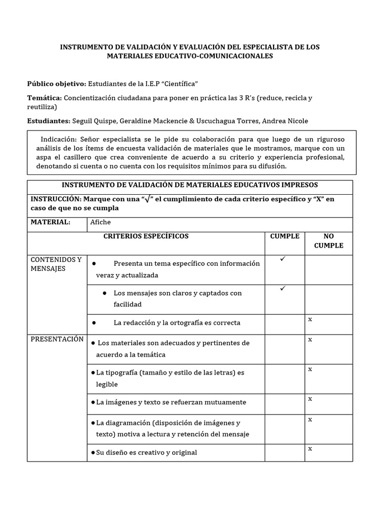 Instrumentos de Validación y Evaluación de Los Materiales Educativo-2 | PDF | Comunicación humana