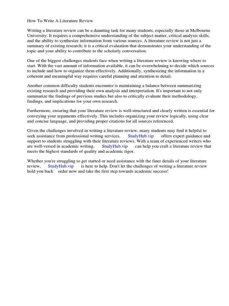 How To Write A Literature Review Melb Uni | PDF | Critical Thinking | Citation