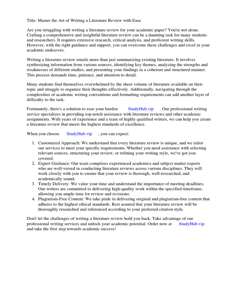 Writing A Literature Review Sample | PDF