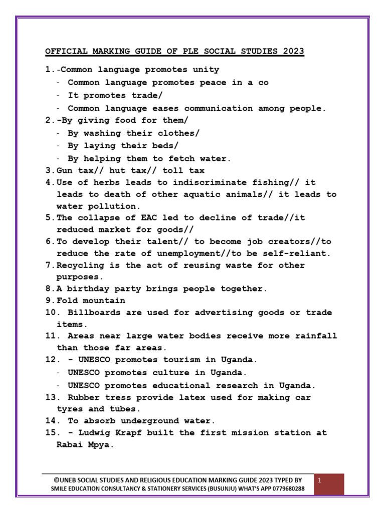 Ple 2023 SST Guide by Smile What's App 0779680288 Busunju | PDF ...