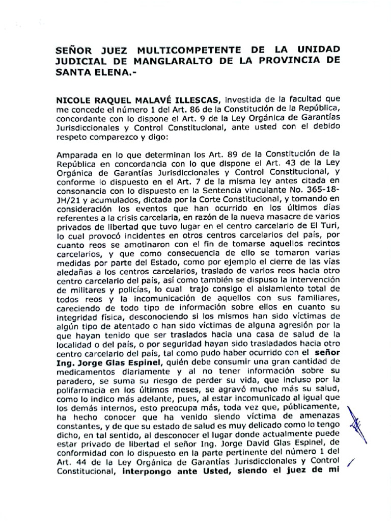 Demanda Hábeas Corpus Jorge Glas Pdf