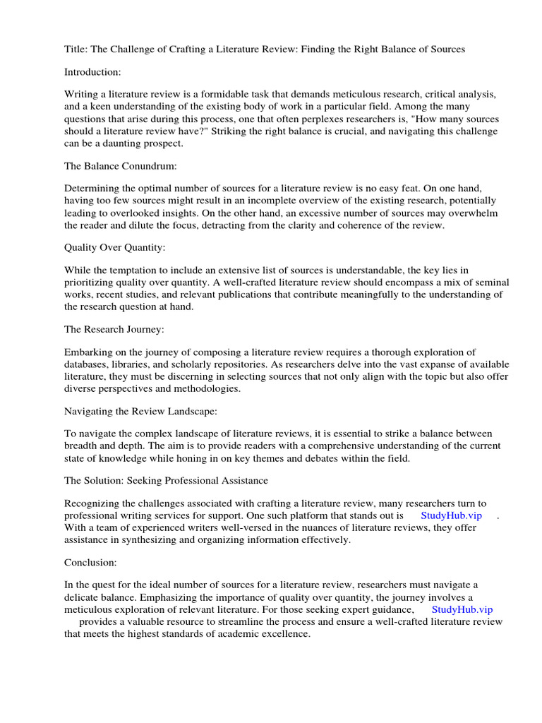 How Many Sources Should a Literature Review Have | PDF | Literature Review | Methodology