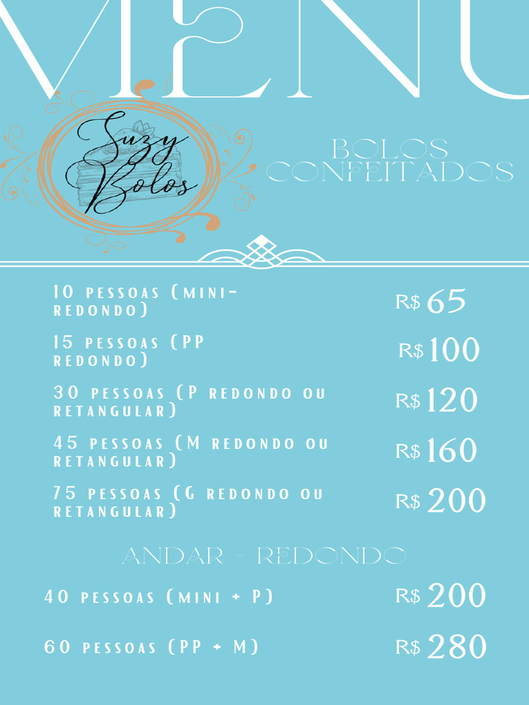 Menu - Suzy Bolos - 2023 | PDF