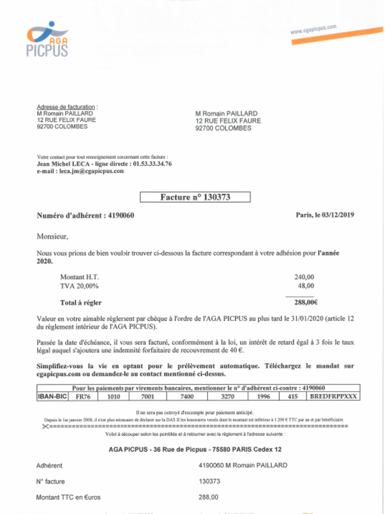 AGA - Cotisation | PDF