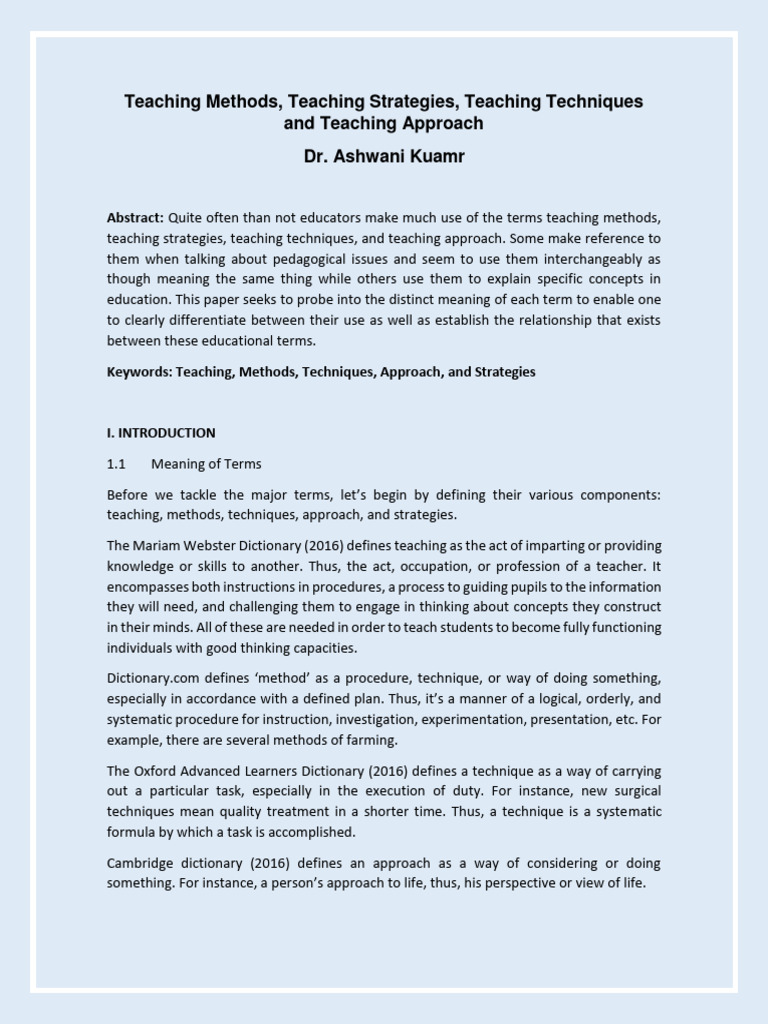 Teaching Methods and Techniques. | PDF | Teaching Method | Learning