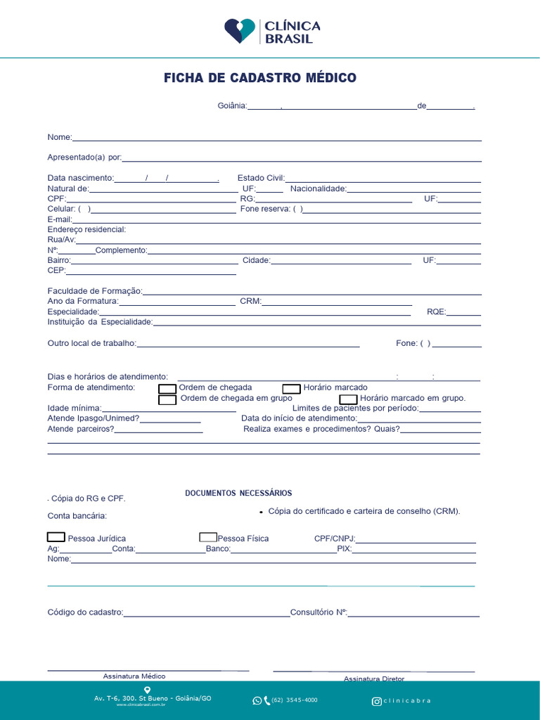 Ficha de Cadastro Médico (Word) | PDF | Brasil